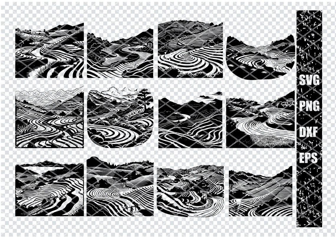 RICE FIELD SVG, Rice Field Terraces Svg Files for Cricut, Rural Asia ...