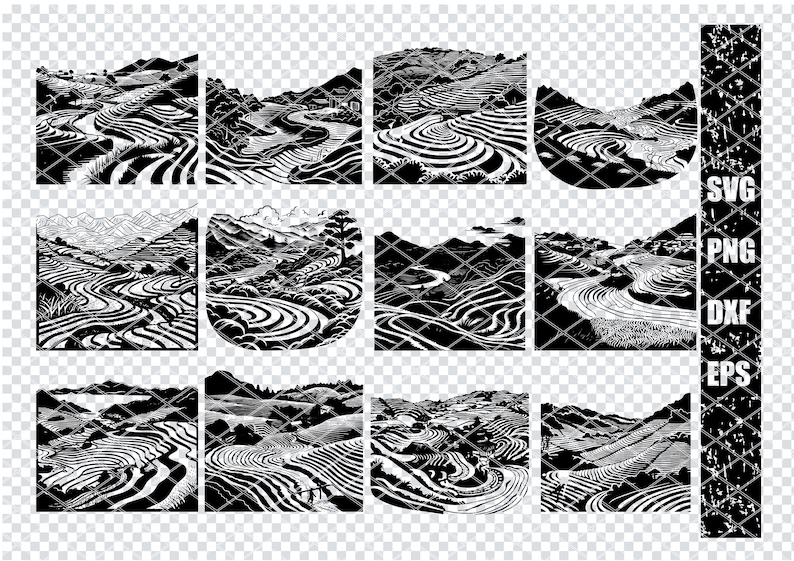 RICE FIELD SVG, Rice Field Terraces Svg Files for Cricut, Rural Asia ...