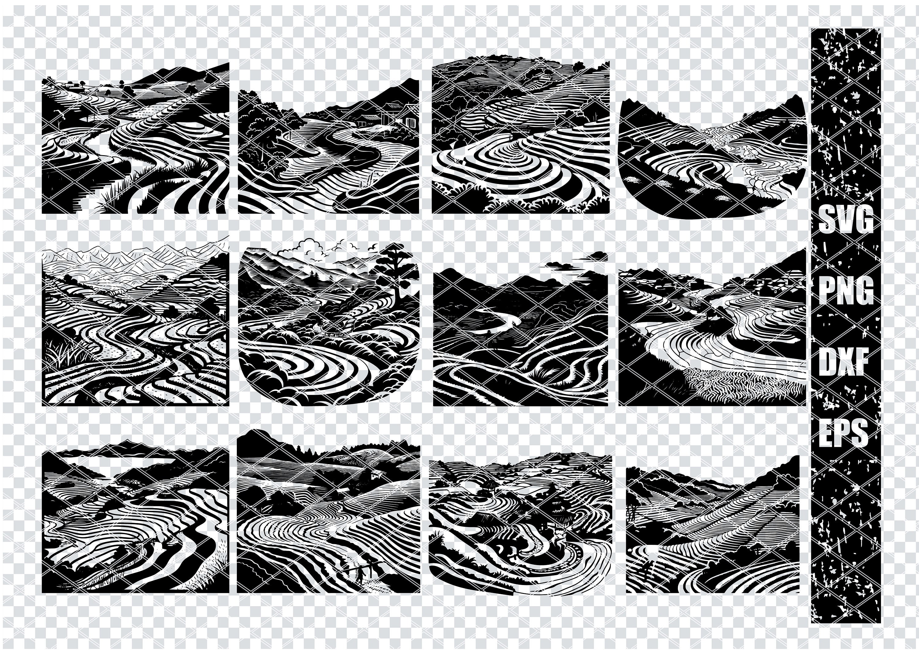 RICE FIELD SVG, Rice Field Terraces Svg Files for Cricut, Rural Asia ...