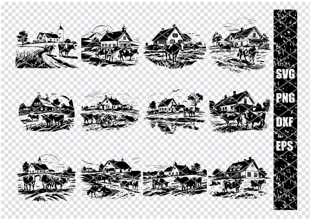 CATTLE BARN SVG, Bovine Ranch Svg Files for Cricut, Heifer Cow Clipart ...