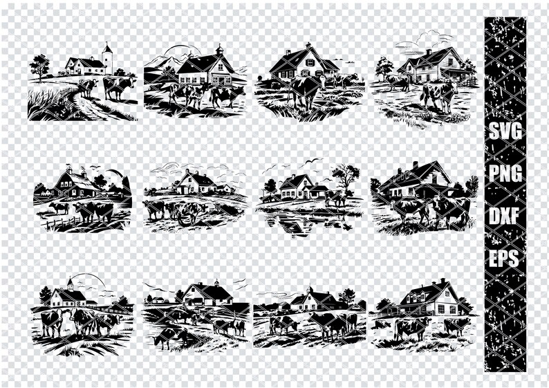 CATTLE BARN SVG, Bovine Ranch Svg Files for Cricut, Heifer Cow Clipart ...