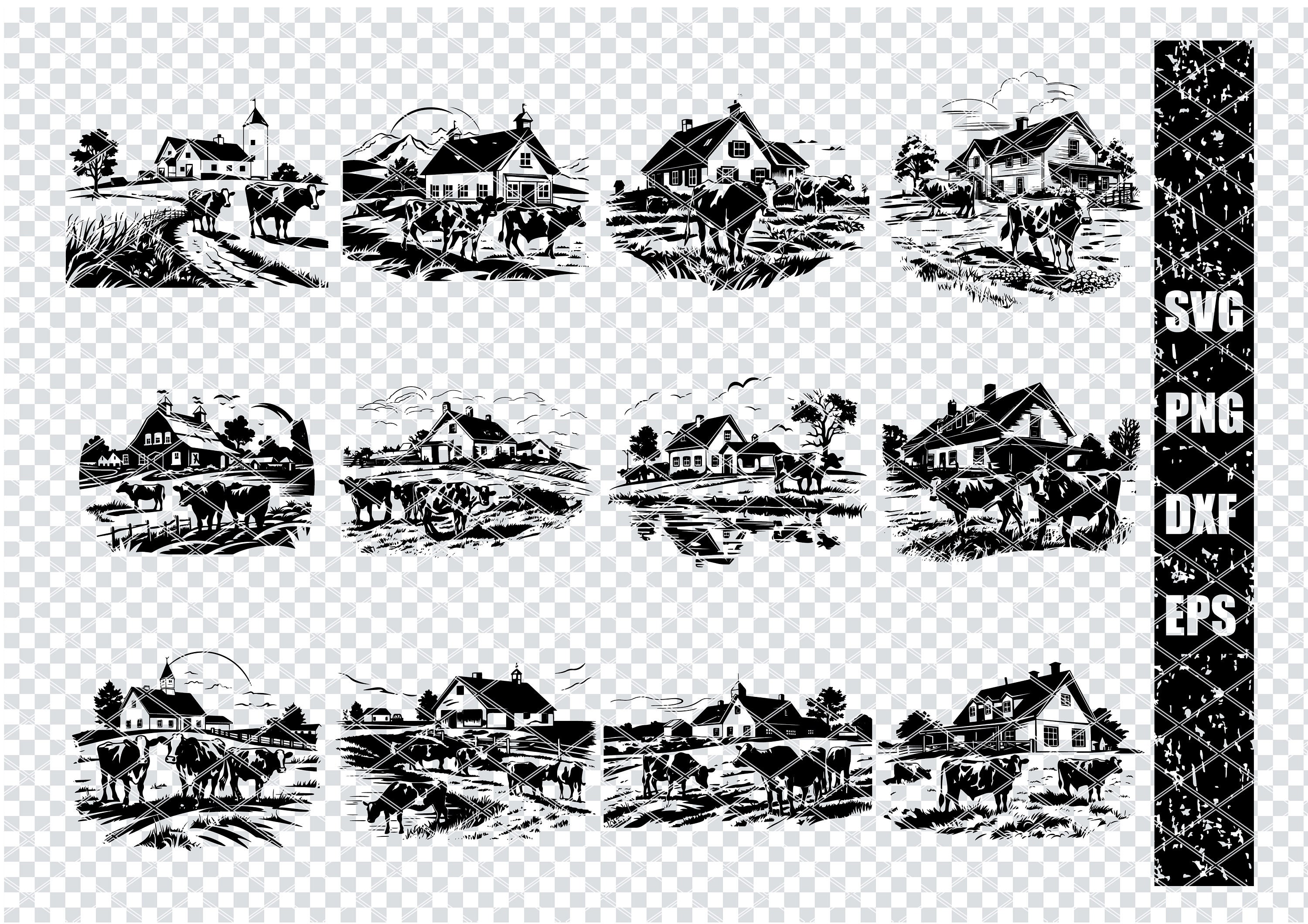 CATTLE BARN SVG, Bovine Ranch Svg Files for Cricut, Heifer Cow Clipart ...