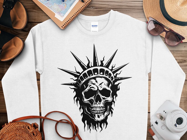 STATUE of LIBERTY SKULL Svg, Liberty Statue Skeleton Svg Files for ...