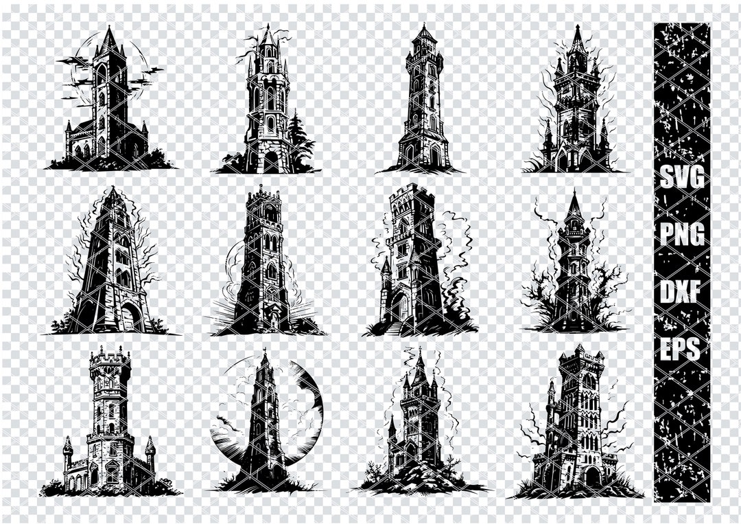 GOTHIC TOWER SVG, Gothic Medieval Tower Svg Files for Cricut, Stone ...