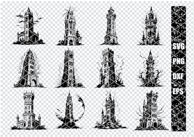 GOTHIC TOWER SVG, Gothic Medieval Tower Svg Files for Cricut, Stone ...