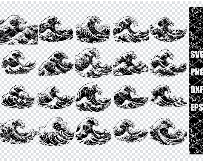 Water Wave Line Art, Wave Svg, Wave Svg Bundle, Wave Cut File, Wave Svg ...