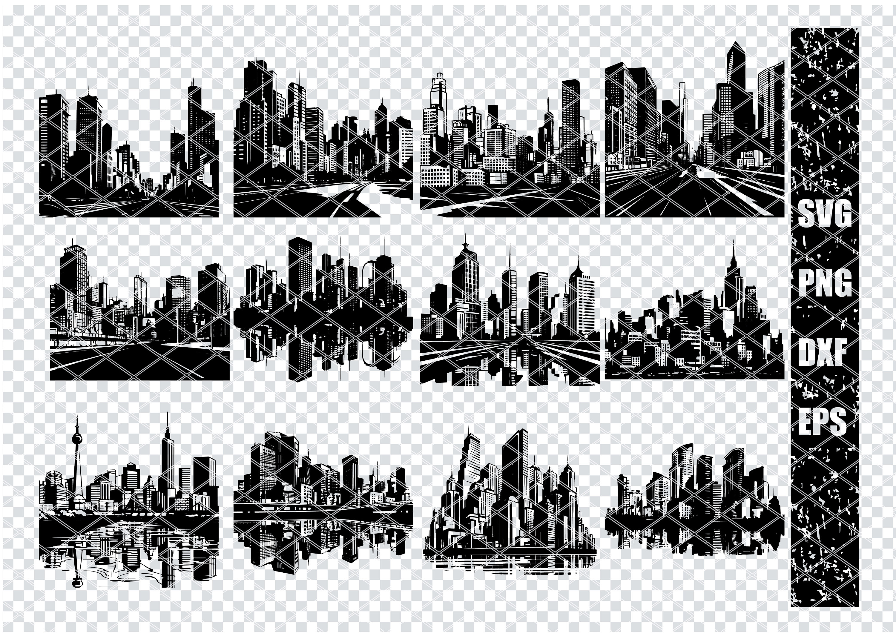 URBAN CITYSCAPE SKYLINE Svg, Cityscape Panorama Svg Files for Cricut ...