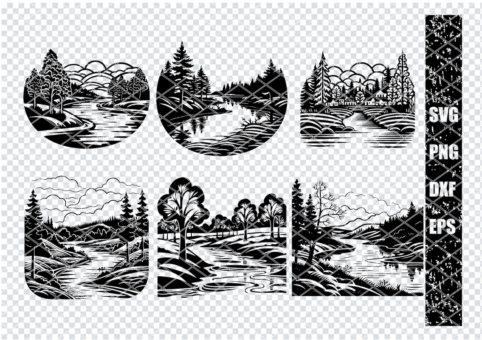 RIVER SCENE SVG, Forest Lake Svg Files for Cricut, River Scene Clipart ...