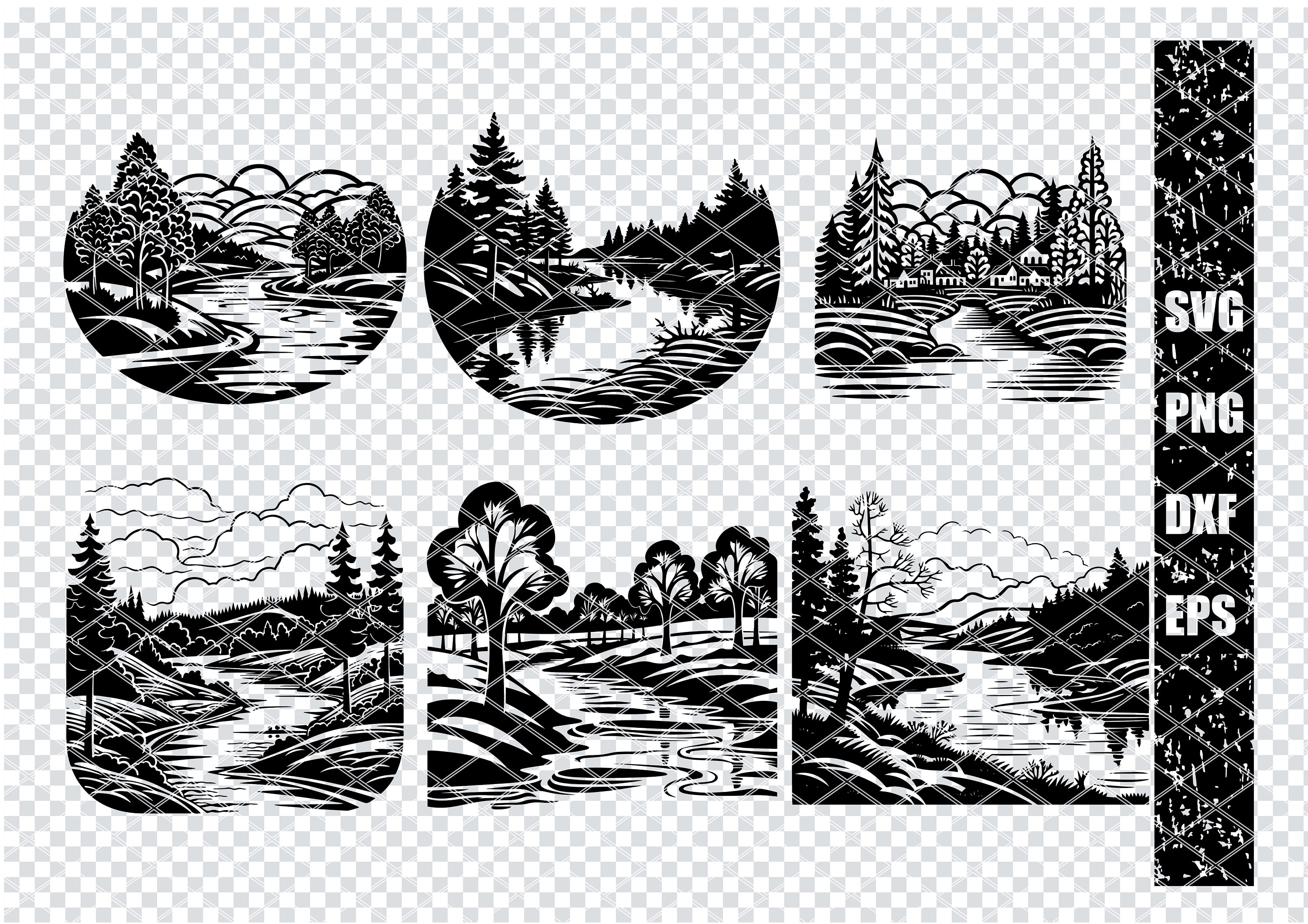 RIVER SCENE SVG, Forest Lake Svg Files for Cricut, River Scene Clipart ...
