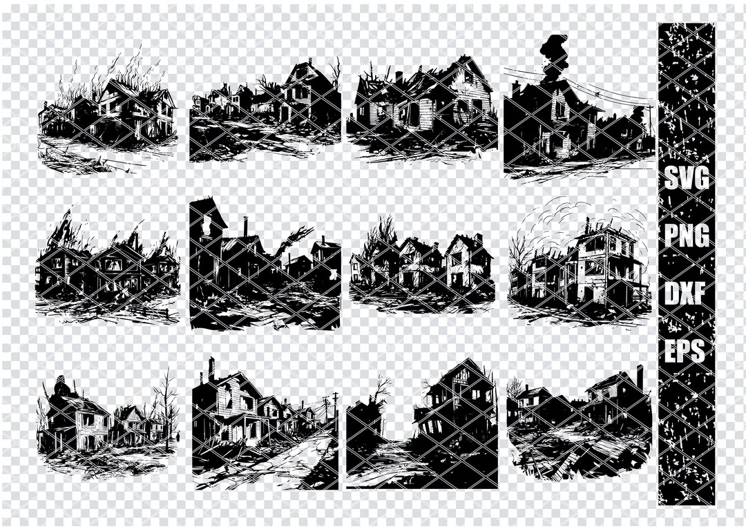 WILDFIRE BURNED HOUSE Svg, Fire Destroyed House Svg Files for Cricut ...