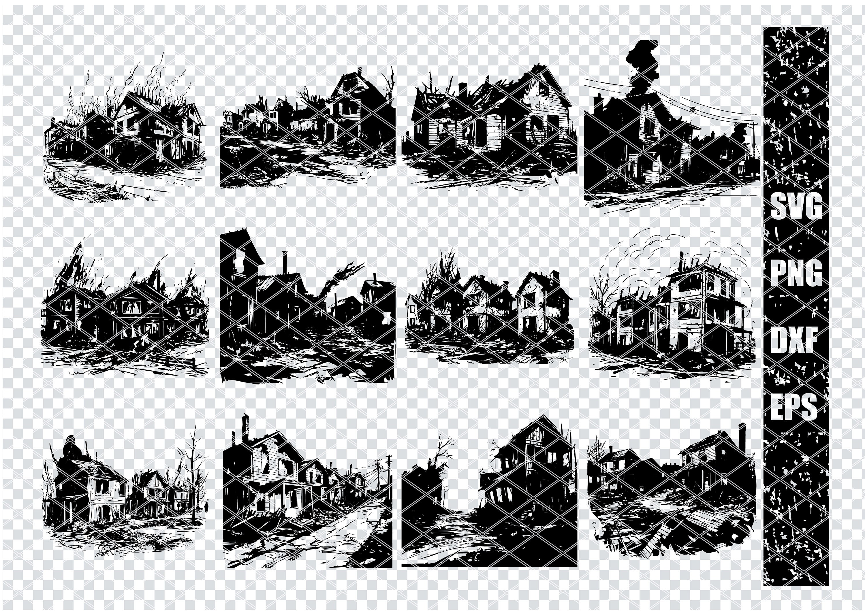 WILDFIRE BURNED HOUSE Svg, Fire Destroyed House Svg Files for Cricut ...