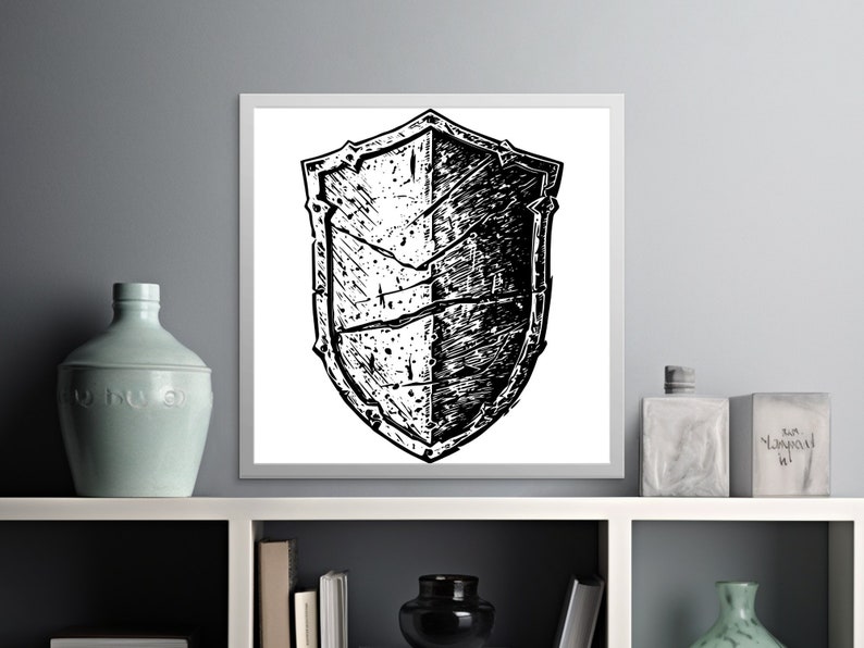 MEDIEVAL KNIGHT SHIELD Svg, Steel Shield Svg Files for Cricut, Wooden ...