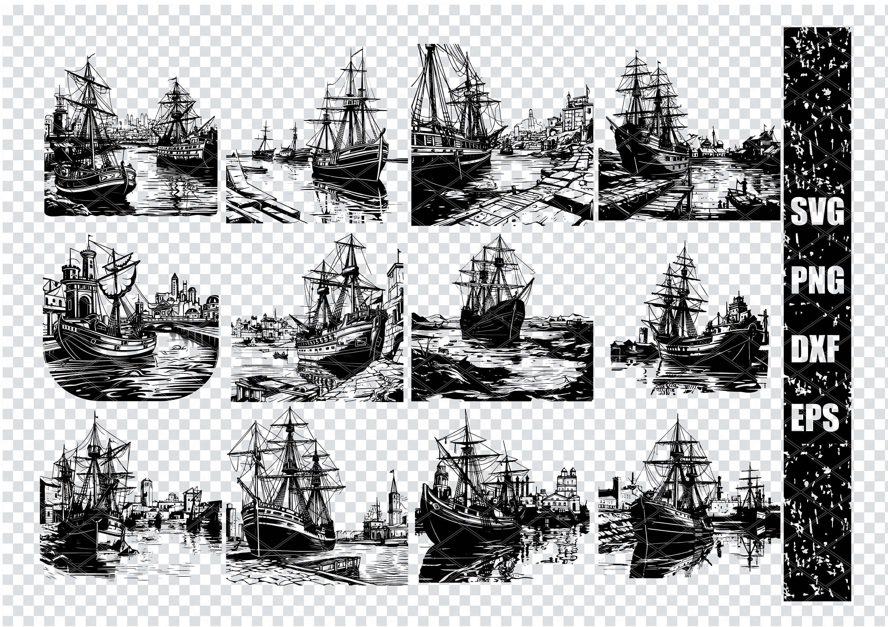 ANCIENT SEAPORT SVG, Ancient Harbor Svg Files for Cricut, Old Dock ...