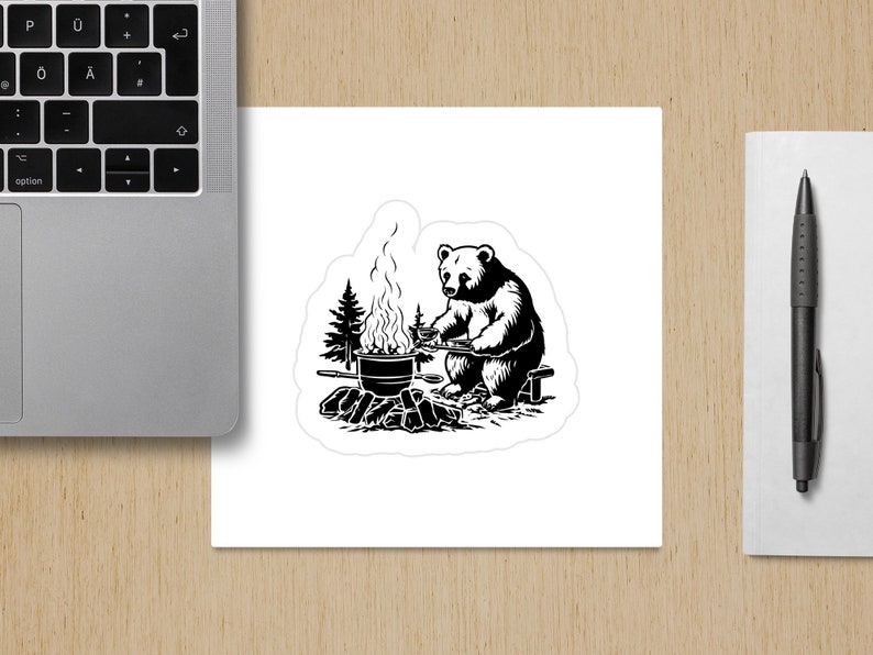 BEAR COOK CHEF Svg, Campfire Bear Chef Svg Files for Cricut, Grizzly ...