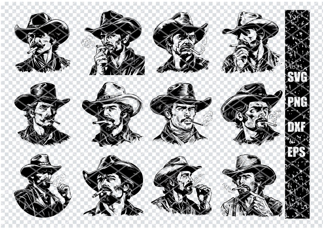 COWBOY SMOKING CIGAR Svg, Rancher Smoking Cigar Svg Files for Cricut ...