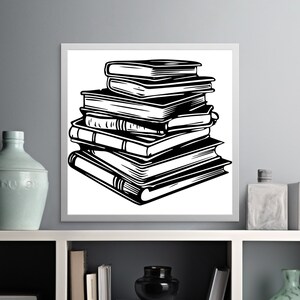 BOOK STACK TOWER Svg, Book Pile Svg Files for Cricut, Library Book ...