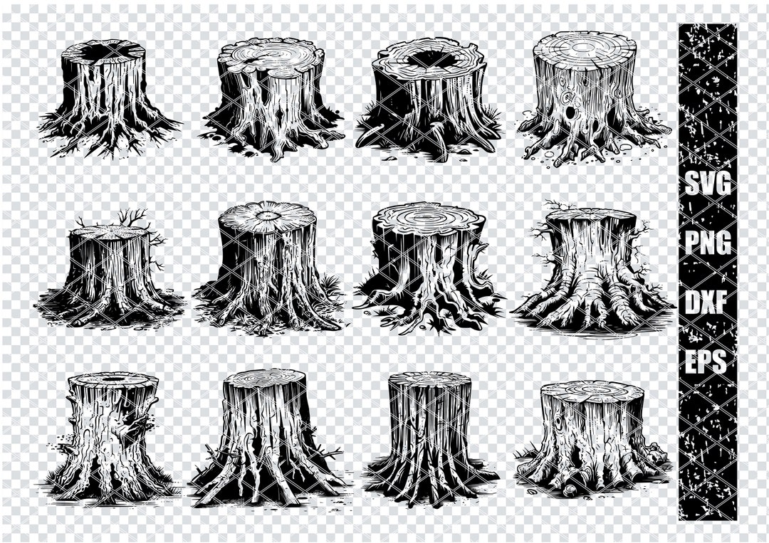 TREE STUMP SVG, Tree Stump Trunk Svg Files for Cricut, Timber Stump ...
