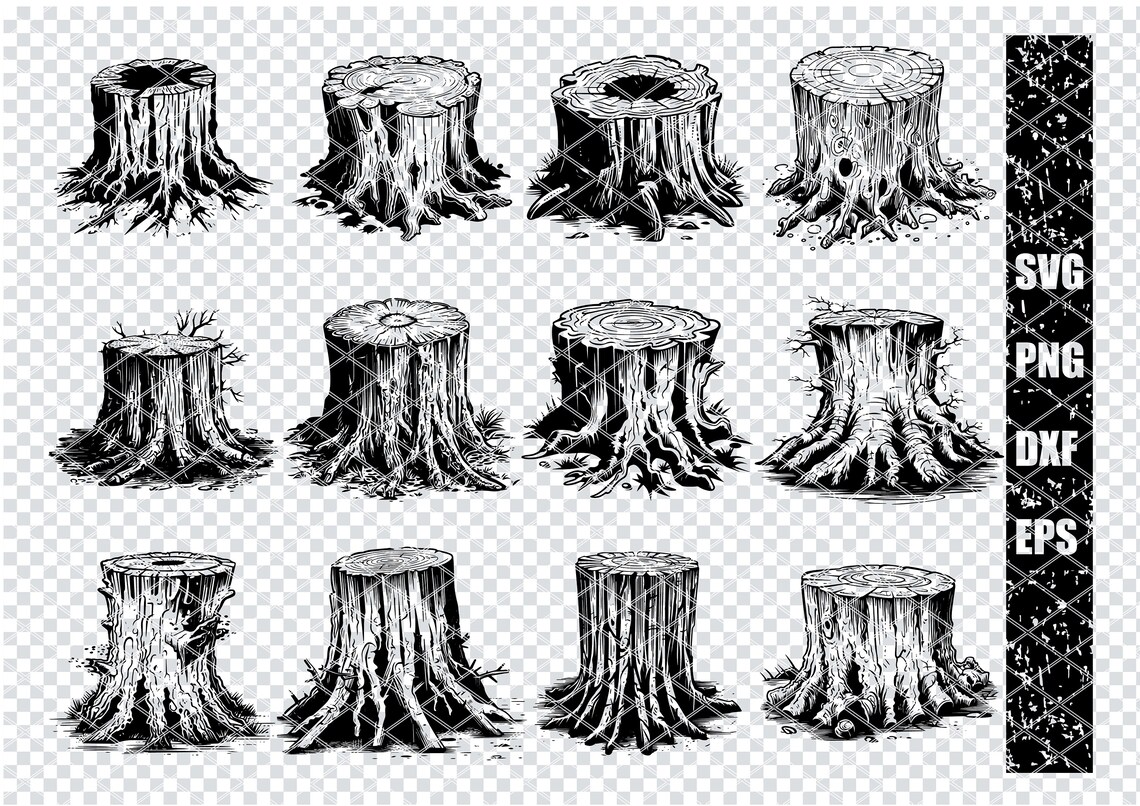 TREE STUMP SVG, Tree Stump Trunk Svg Files for Cricut, Timber Stump ...