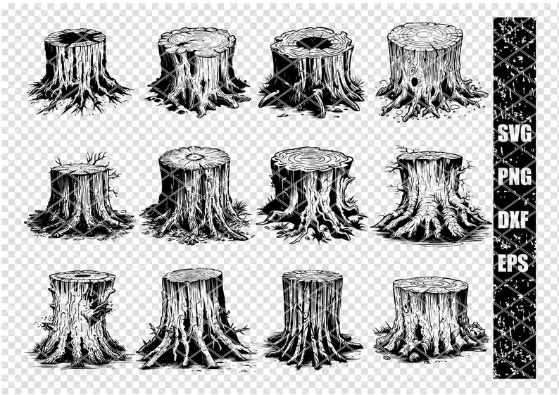 TREE STUMP SVG, Tree Stump Trunk Svg Files for Cricut, Timber Stump ...