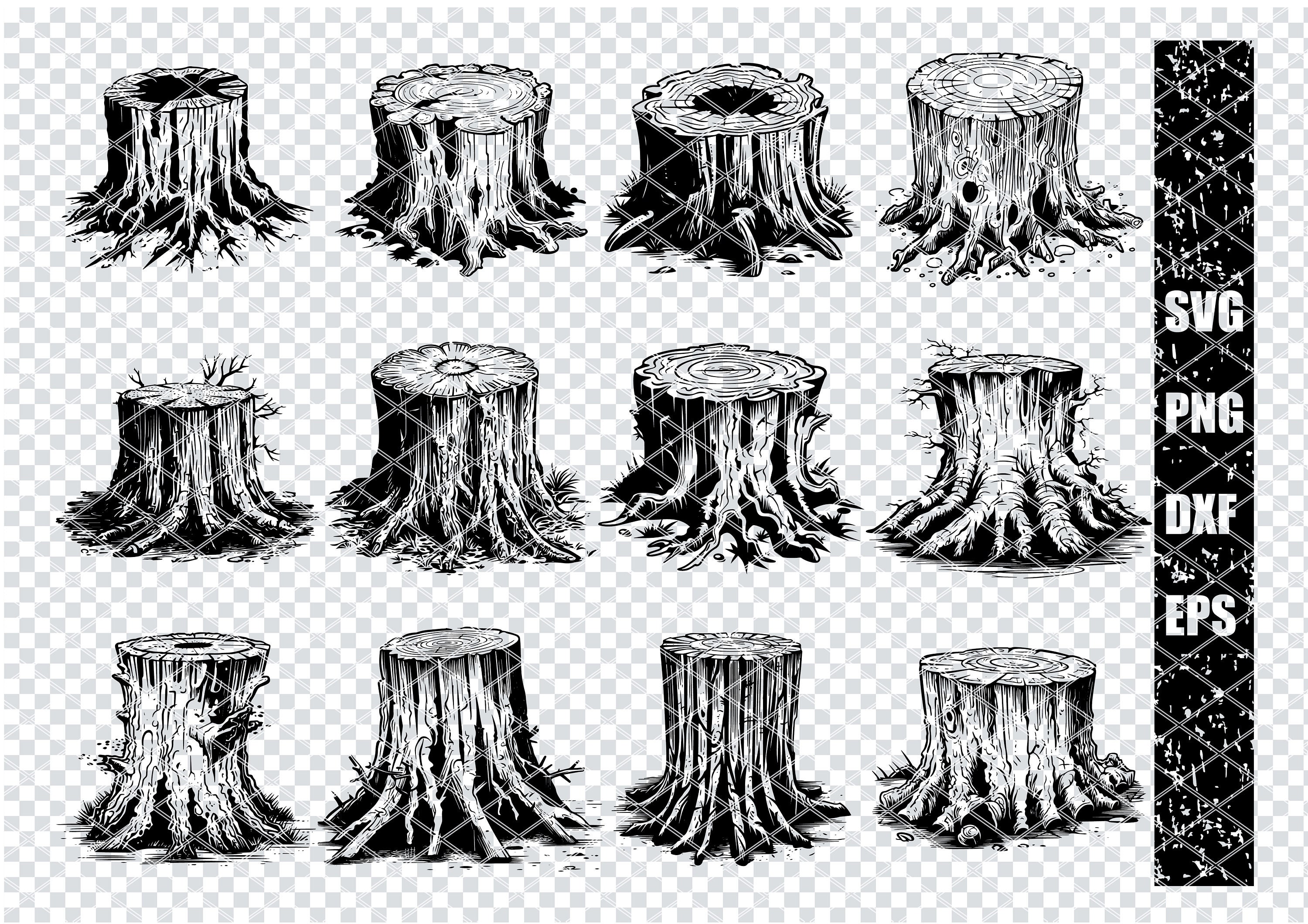 TREE STUMP SVG, Tree Stump Trunk Svg Files for Cricut, Timber Stump ...