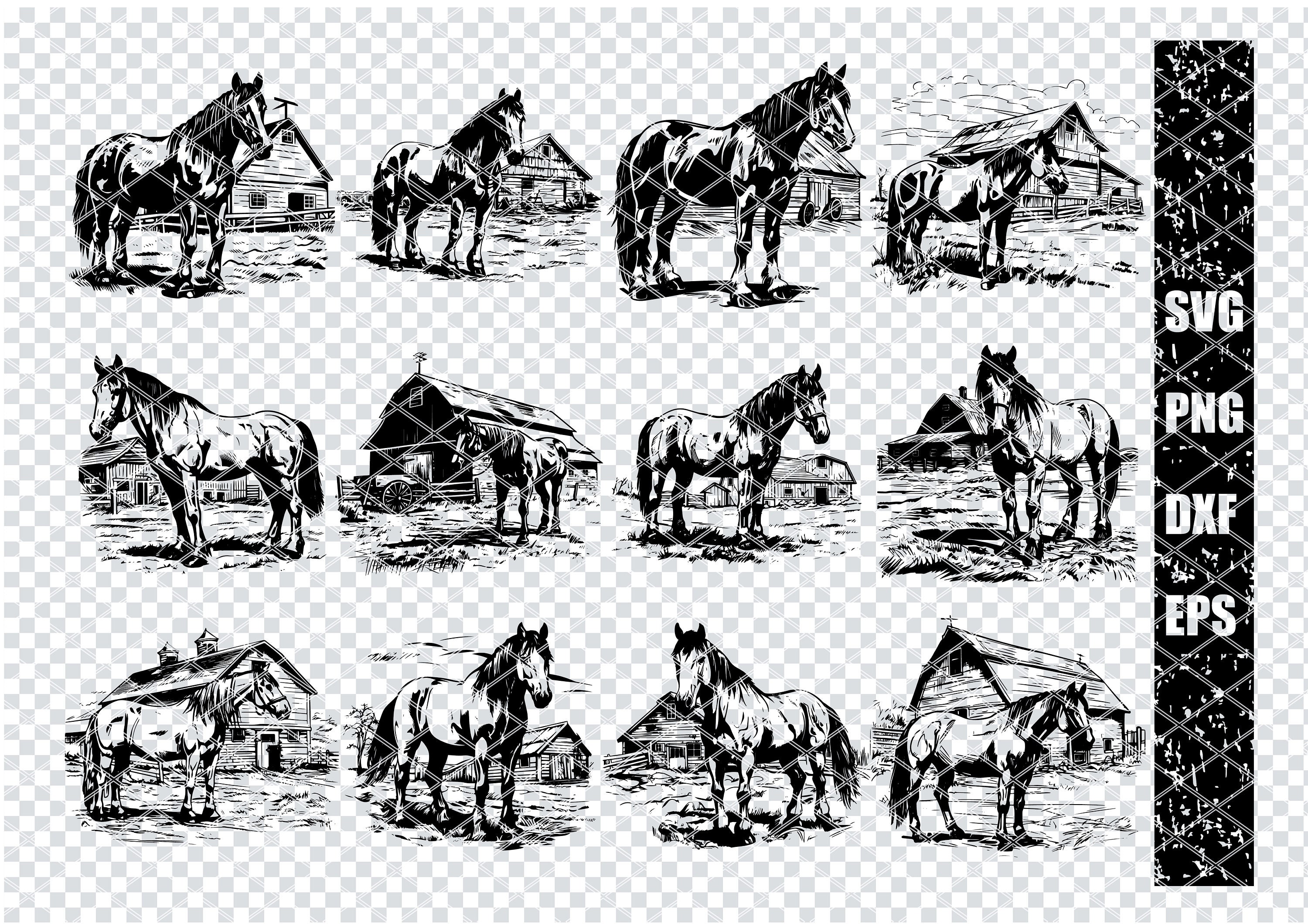 RUSTIC BARN Draft HORSE Svg, Farm Draft Horse Svg Files for Cricut ...