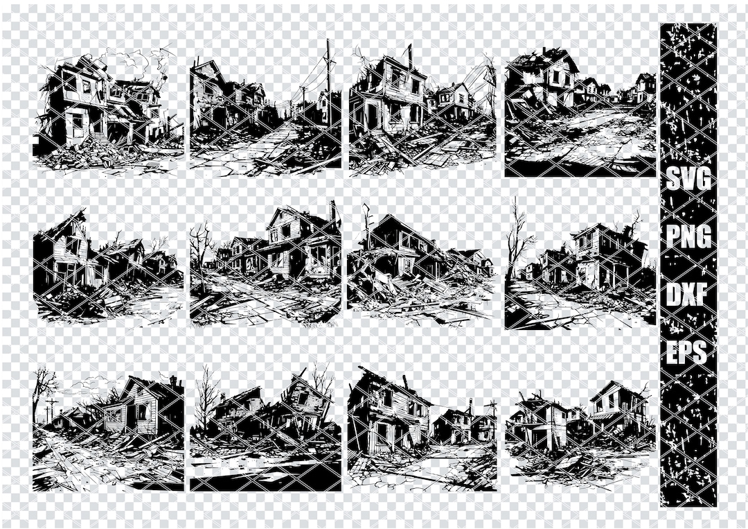 WRECKED HOMES SVG, Obliterated Homes Svg Files for Cricut, Abandon ...