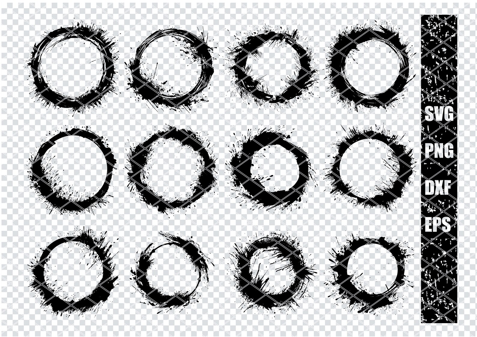 CIRCLE BRUSH SPLATTER Svg, Circle Stroke Splatter Svg Files for Cricut, Circle Paint Splatter ...