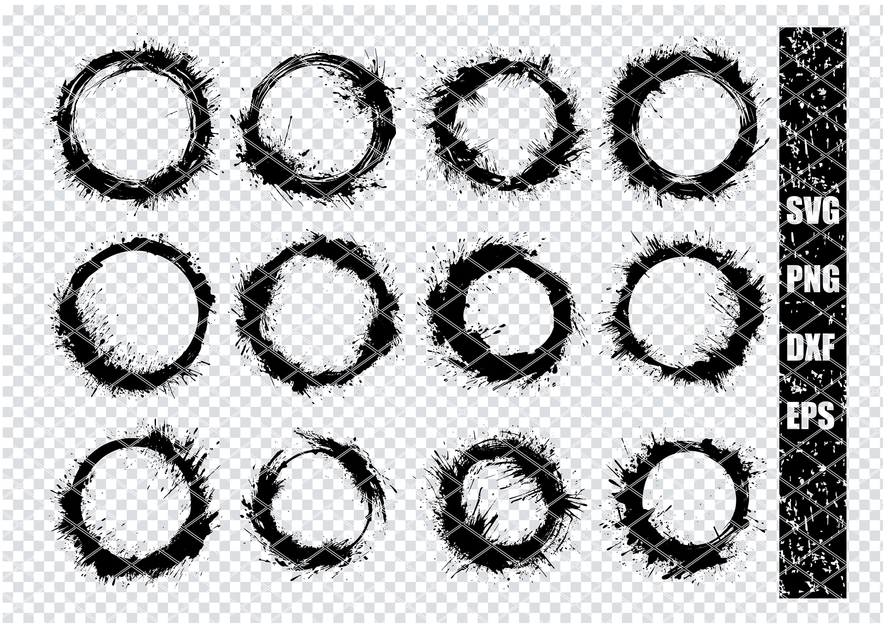 CIRCLE BRUSH SPLATTER Svg, Circle Stroke Splatter Svg Files for Cricut ...