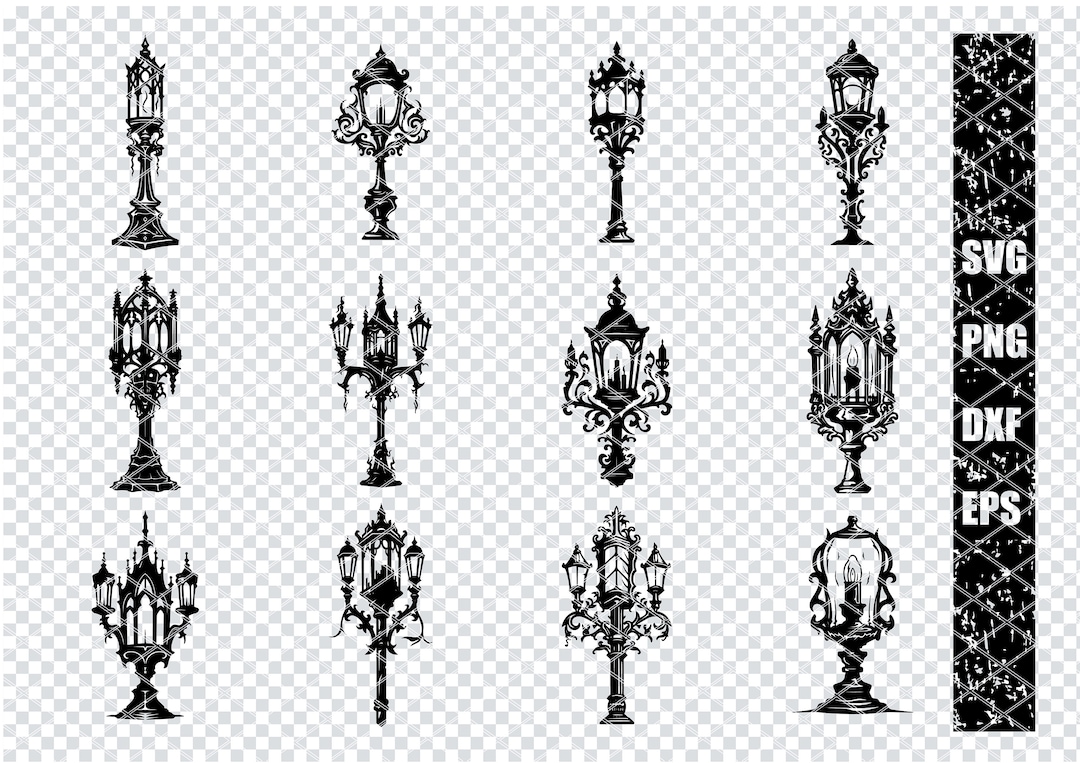 MEDIEVAL STREET LANTERN Svg, Gothic Lamppost Svg Files for Cricut ...