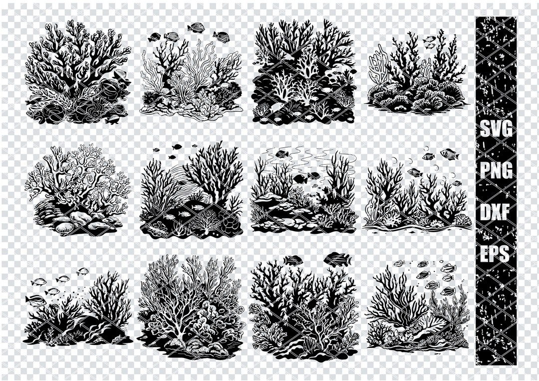 CORAL REEF COLONY Svg, Marine Coral Reef Ecosystem Svg Files for Cricut ...