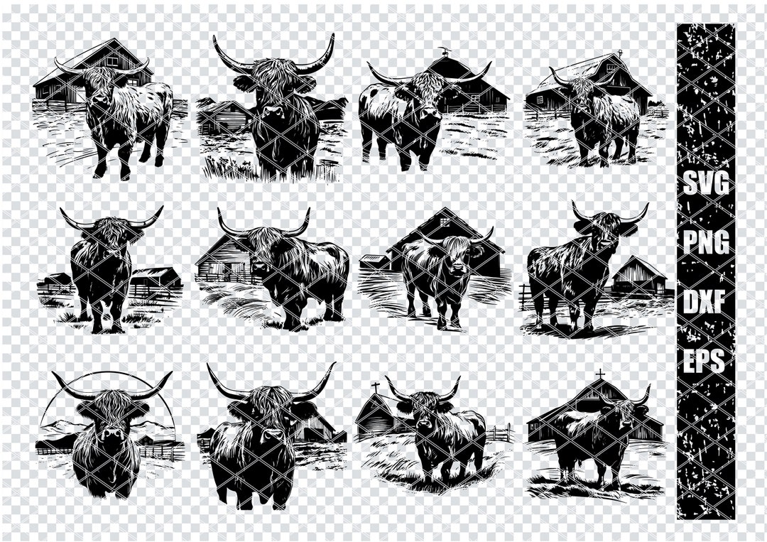 HIGHLAND CATTLE FARM Svg, Rustic Highland Cow Barn Svg Files for Cricut ...