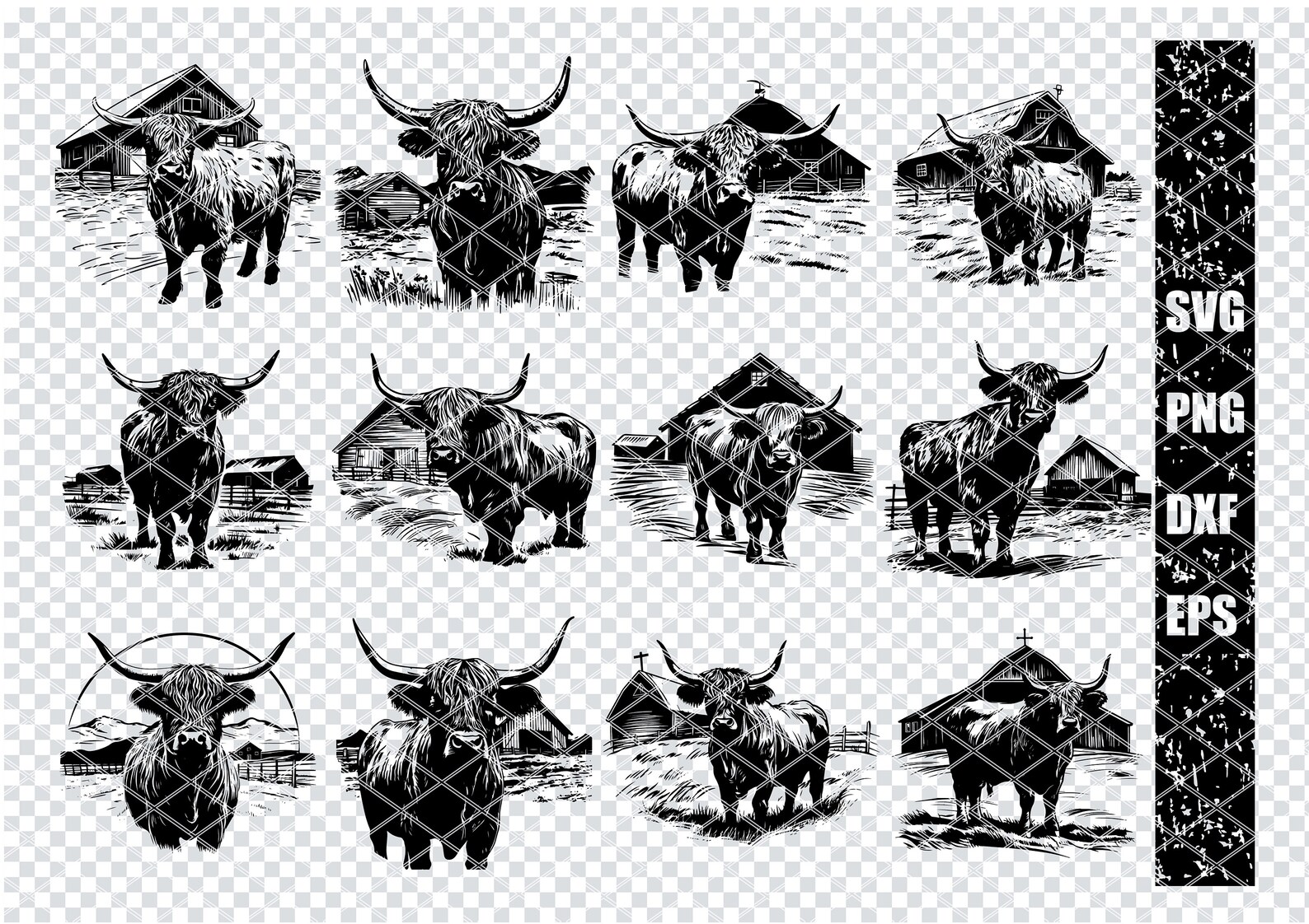 HIGHLAND CATTLE FARM Svg, Rustic Highland Cow Barn Svg Files for Cricut ...