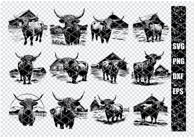 HIGHLAND CATTLE FARM Svg, Rustic Highland Cow Barn Svg Files for Cricut ...