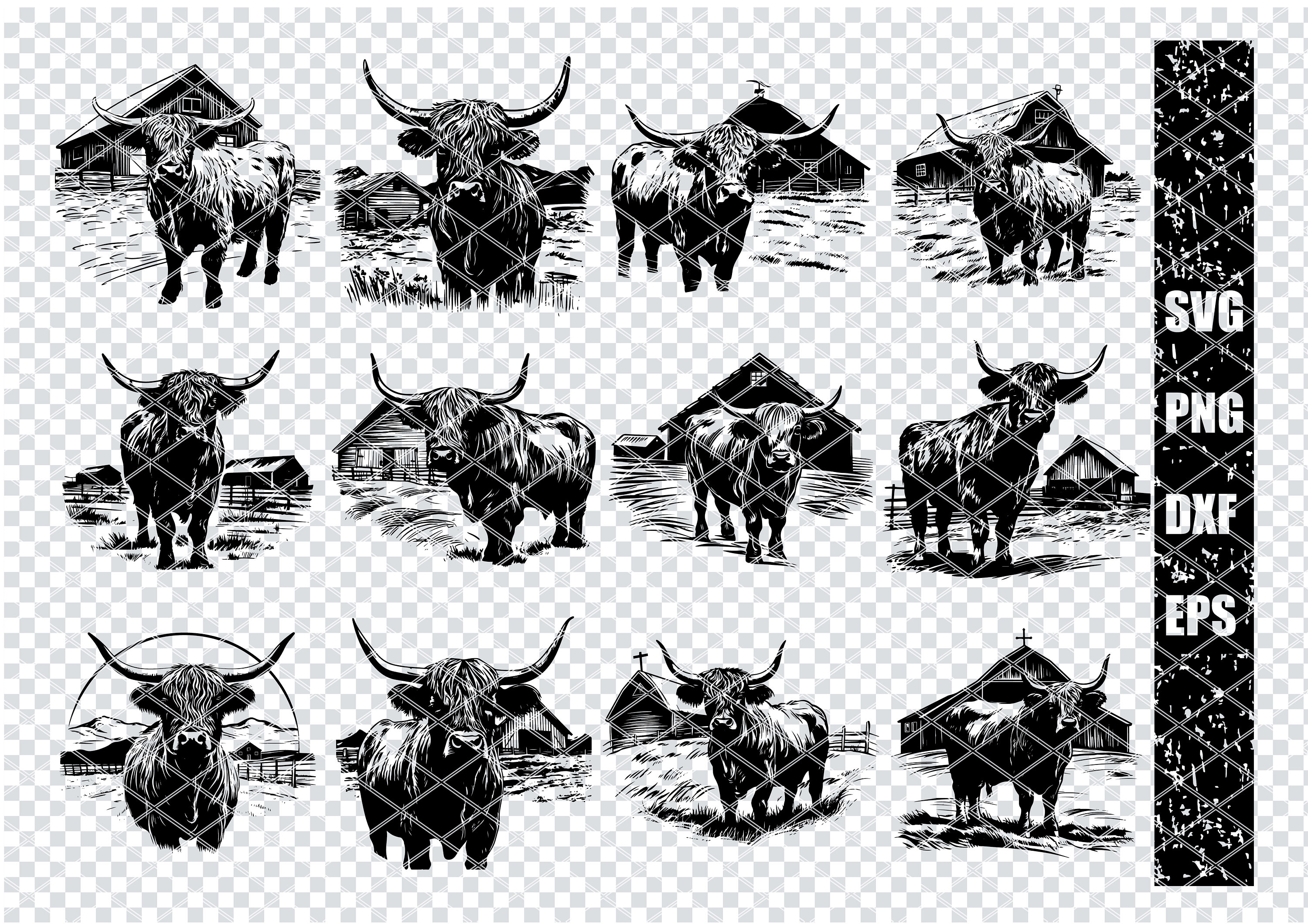 HIGHLAND CATTLE FARM Svg, Rustic Highland Cow Barn Svg Files for Cricut ...