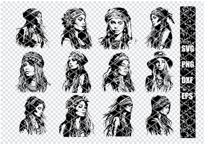 BOHO HIPPIE GIRL Svg, Bohemian Girl Svg Files for Cricut, Bohemian ...