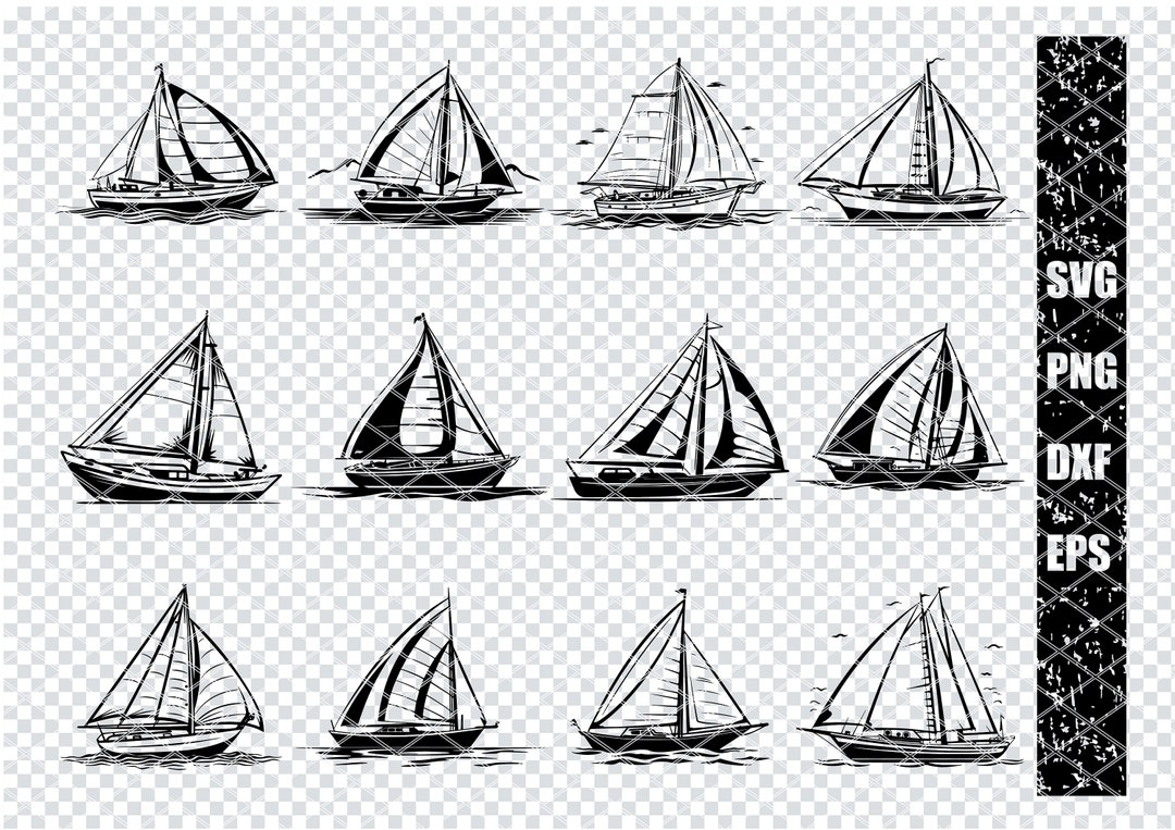 SAILBOAT YACHT CATAMARAN Svg, Sailboat Schooner Svg Files for Cricut ...