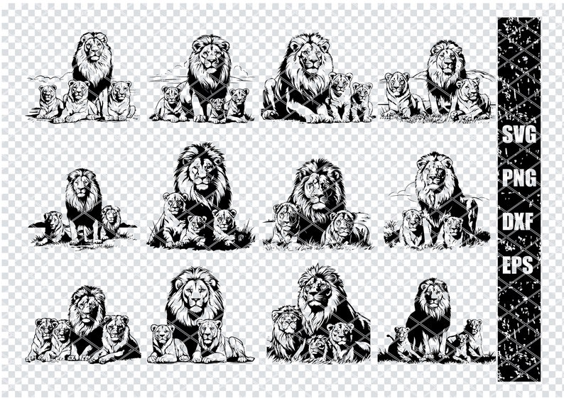 PRIDE of LIONS SVG, Lion Family Pack Svg Files for Cricut, Lion Pack ...