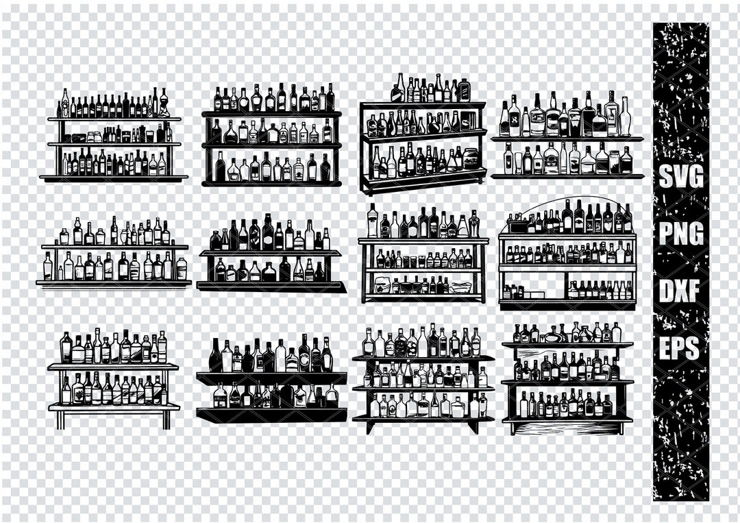 LIQUOR BAR SVG, Bar Rack Svg Files for Cricut, Tavern Rack Clipart ...
