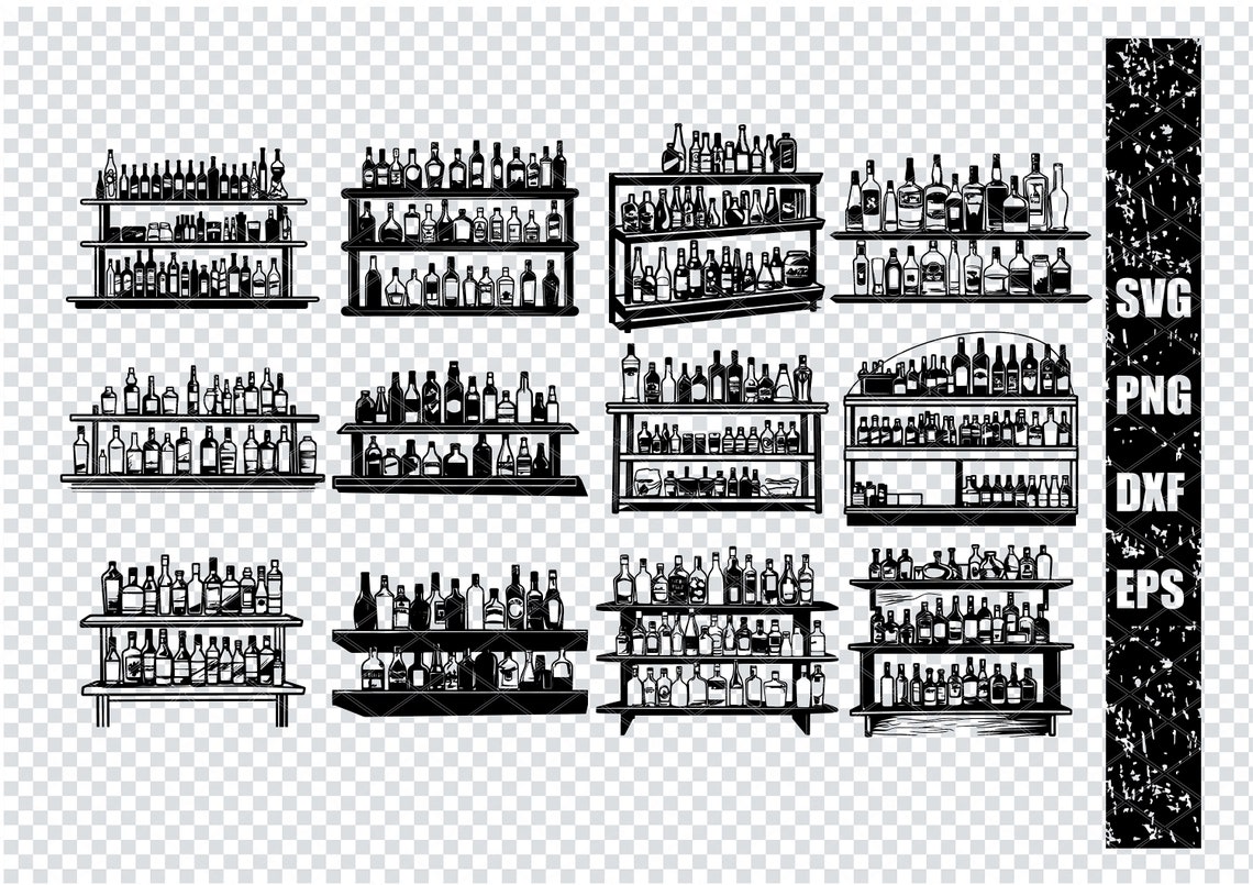 LIQUOR BAR SVG, Bar Rack Svg Files for Cricut, Tavern Rack Clipart ...