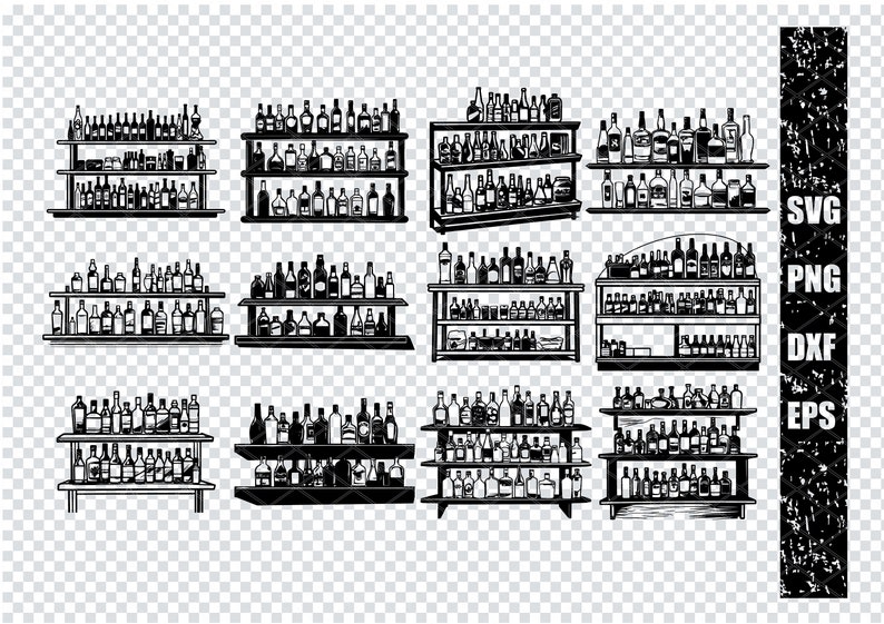 LIQUOR BAR SVG, Bar Rack Svg Files for Cricut, Tavern Rack Clipart ...