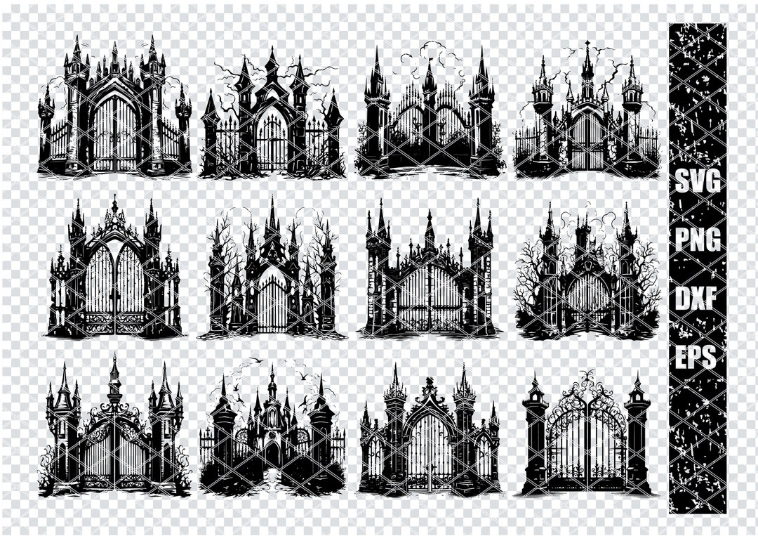 GOTHIC VICTORIAN GATE Svg, Medieval Gate Svg Files for Cricut, Eerie ...