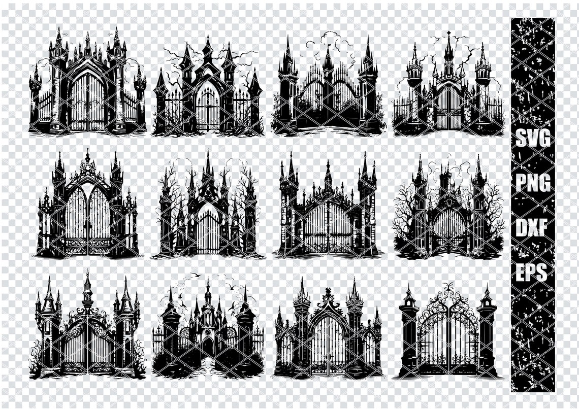 GOTHIC VICTORIAN GATE Svg, Medieval Gate Svg Files for Cricut, Eerie ...