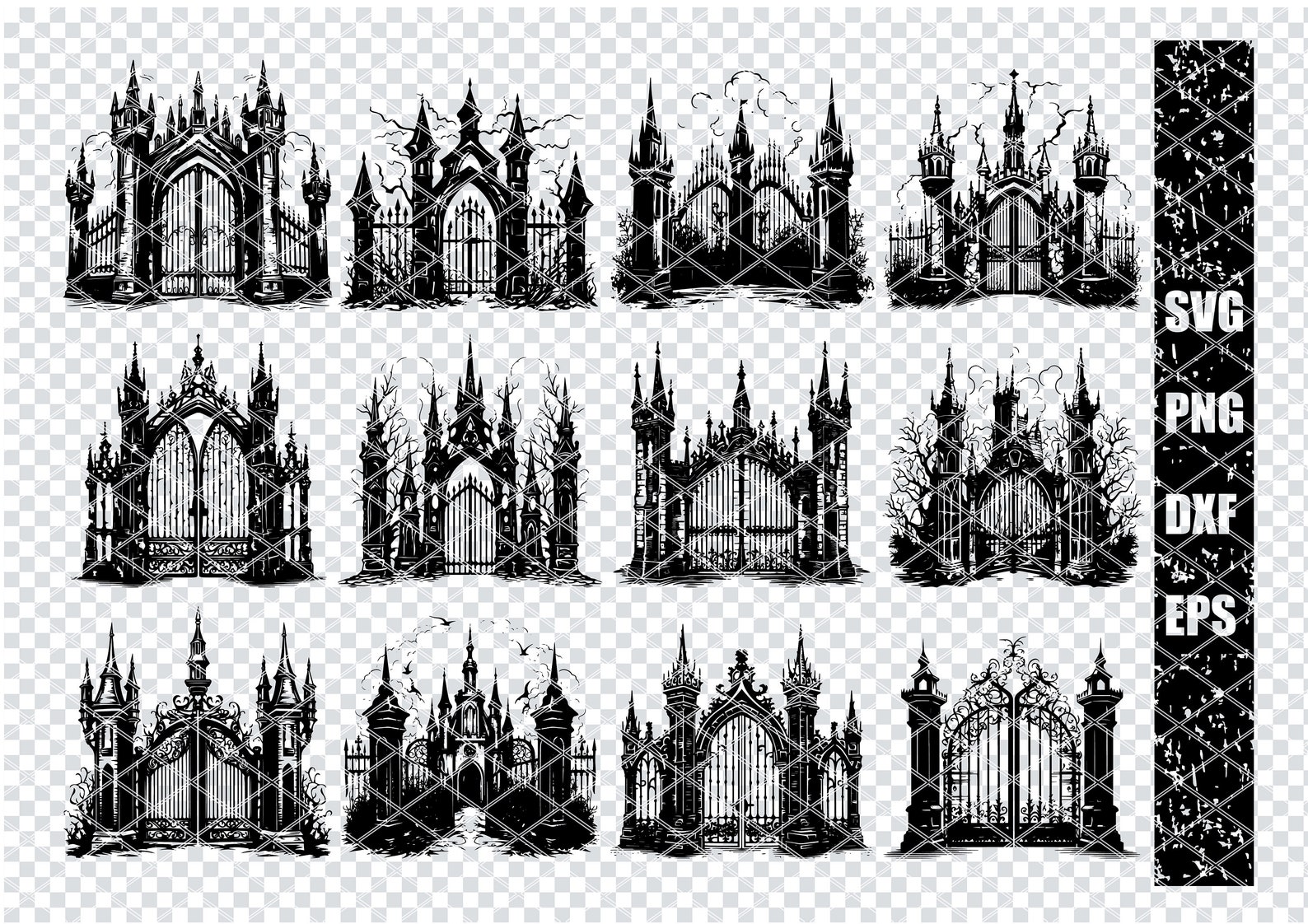 GOTHIC VICTORIAN GATE Svg, Medieval Gate Svg Files for Cricut, Eerie ...