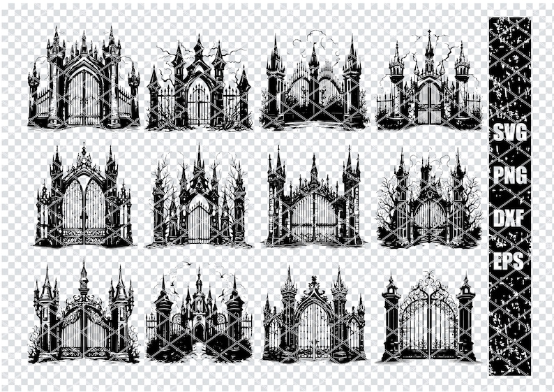 GOTHIC VICTORIAN GATE Svg, Medieval Gate Svg Files for Cricut, Eerie ...
