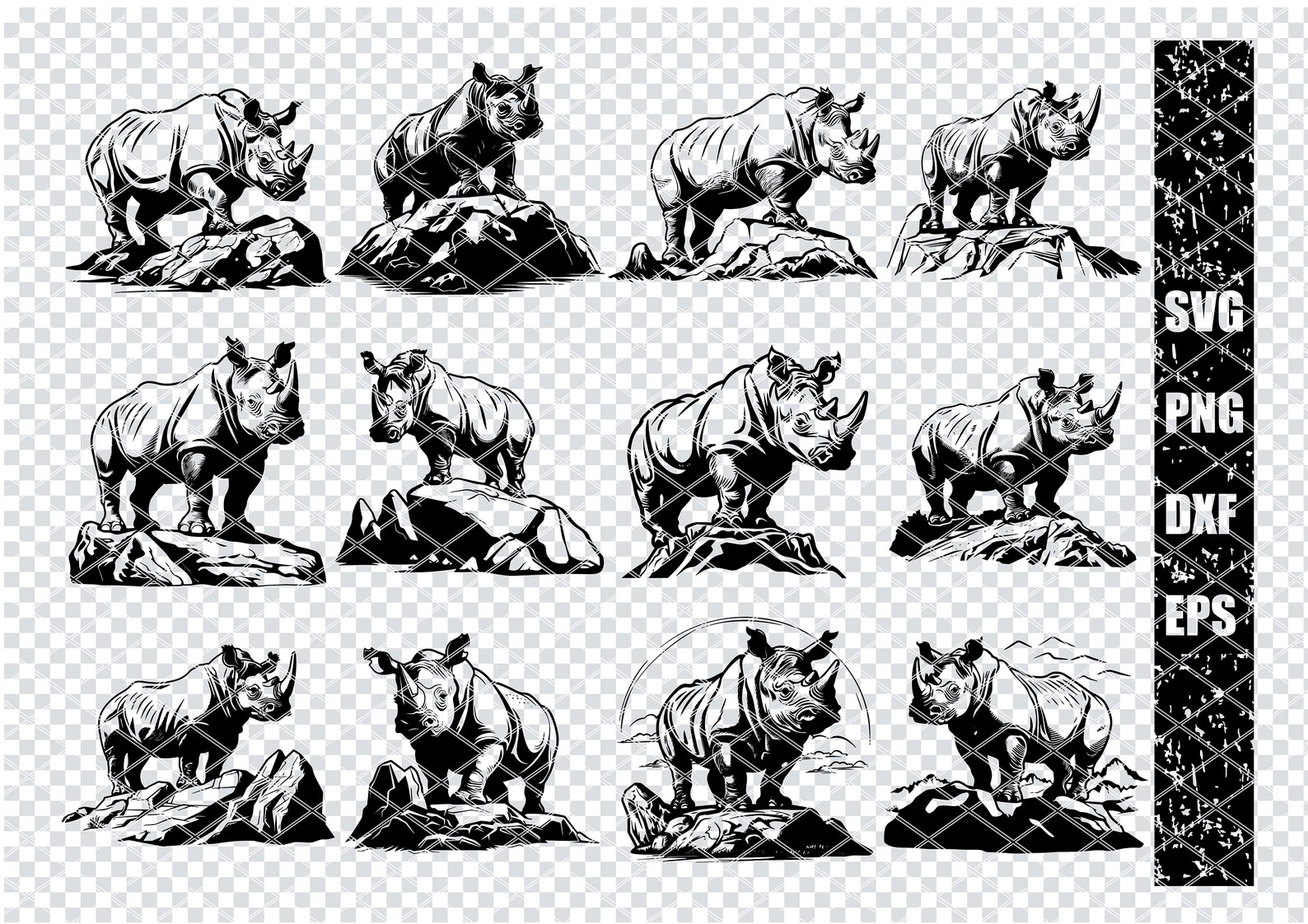 AFRICAN RHINOCEROS SVG, Indian Rhino Svg Files for Cricut, Sumatra ...