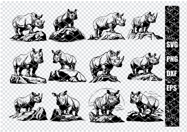 AFRICAN RHINOCEROS SVG, Indian Rhino Svg Files for Cricut, Sumatra ...