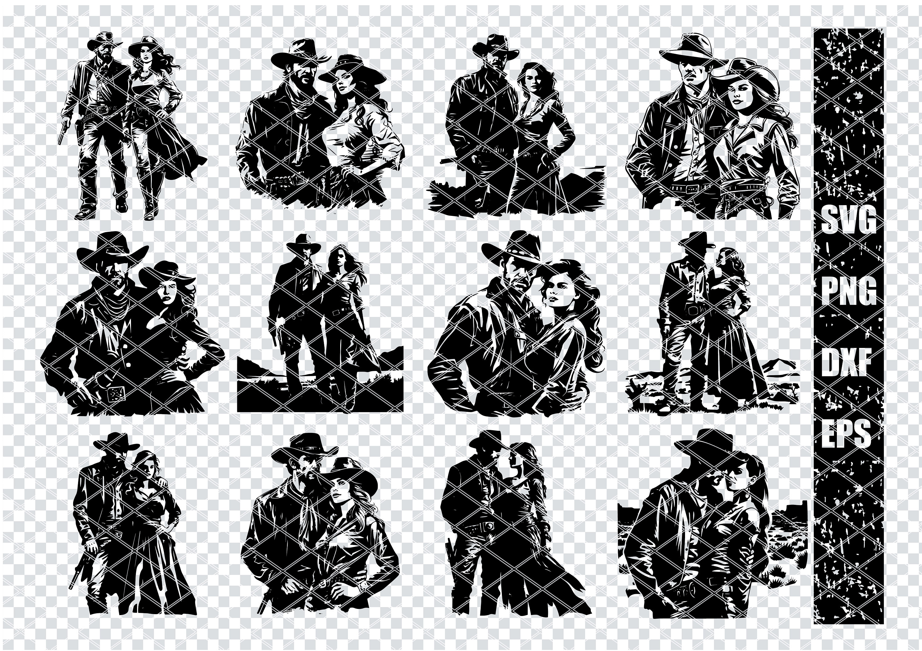 WILD WEST COUPLE Svg, Cowboy and Cowgirl Couple Svg Files for Cricut ...