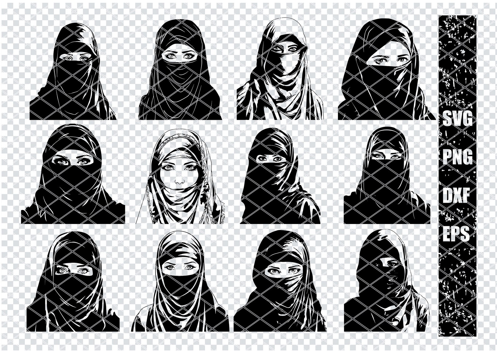 MUSLIM VEILED WOMAN Svg, Muslim Woman Hijab Svg Files for Cricut, Woman ...