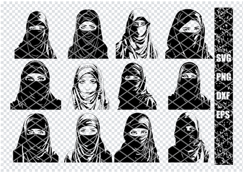 MUSLIM VEILED WOMAN Svg, Muslim Woman Hijab Svg Files for Cricut, Woman ...
