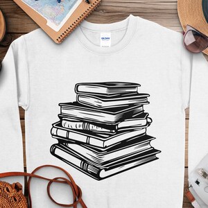 BOOK STACK TOWER Svg, Book Pile Svg Files for Cricut, Library Book ...